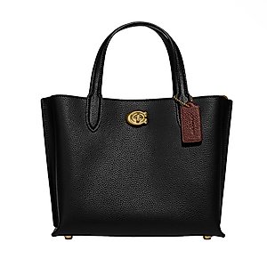 COACH Polished Pebble Leather Willow Tote 24 Black