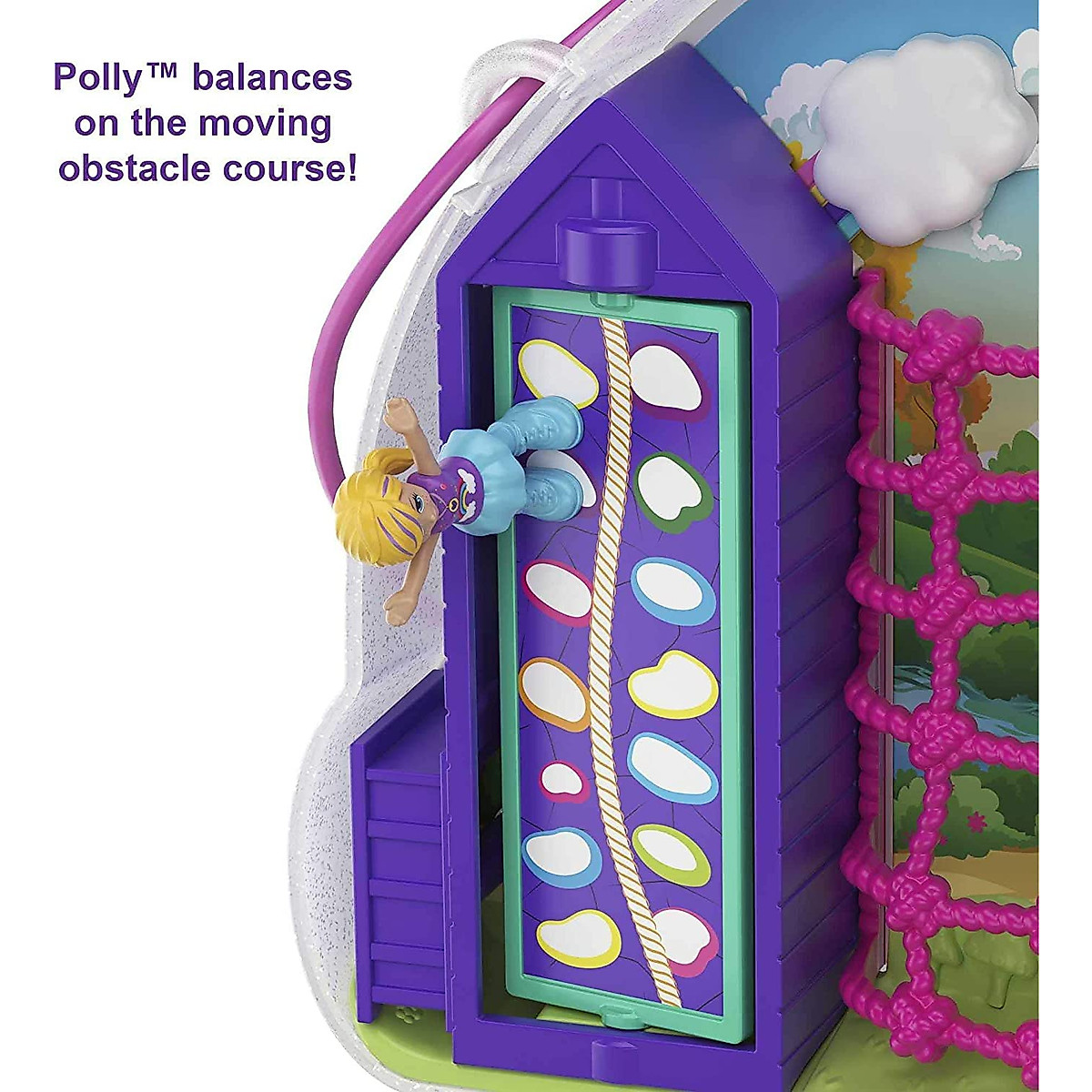 Polly Pocket Rainbow Dream Wearable Purse Compact with 8 Fun Features, Micro Polly and Shani Dolls, 2 Accessories and Sticker Sheet; for Ages 4 and Up