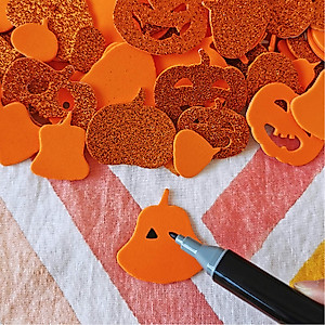 512 Pcs Bulk Foam Halloween Pumpkin Shapes Jack-O'-Lantern Cutouts Stickers Self Adhesive Pumpkin Stickers 1" 1.5" 2" Embellishments for Kids Art Craft Trick-or-treat Favors Halloween Fall Decoration