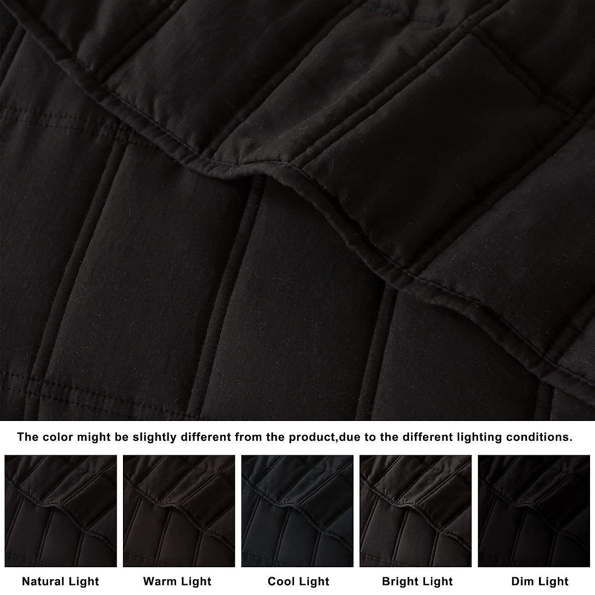 palassio Black Quilt Queen Size Bedding Sets with Pillow Shams, Lightweight Soft Bedspread Coverlet, Quilted Thin Blanket Comforter Bed Cover for All Season Spring Summer, 3 Pieces, 90x90 inches