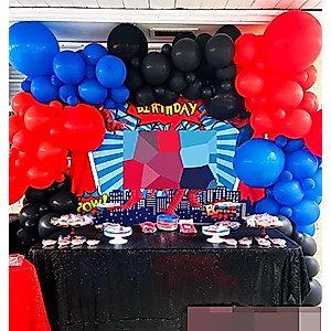 16.3 Feet Balloons Arch Garland Kit- 100PCS Blue Red Black Balloon Kit for Spider Theme Party Sleepover Party Baby Shower Birthday Decoration