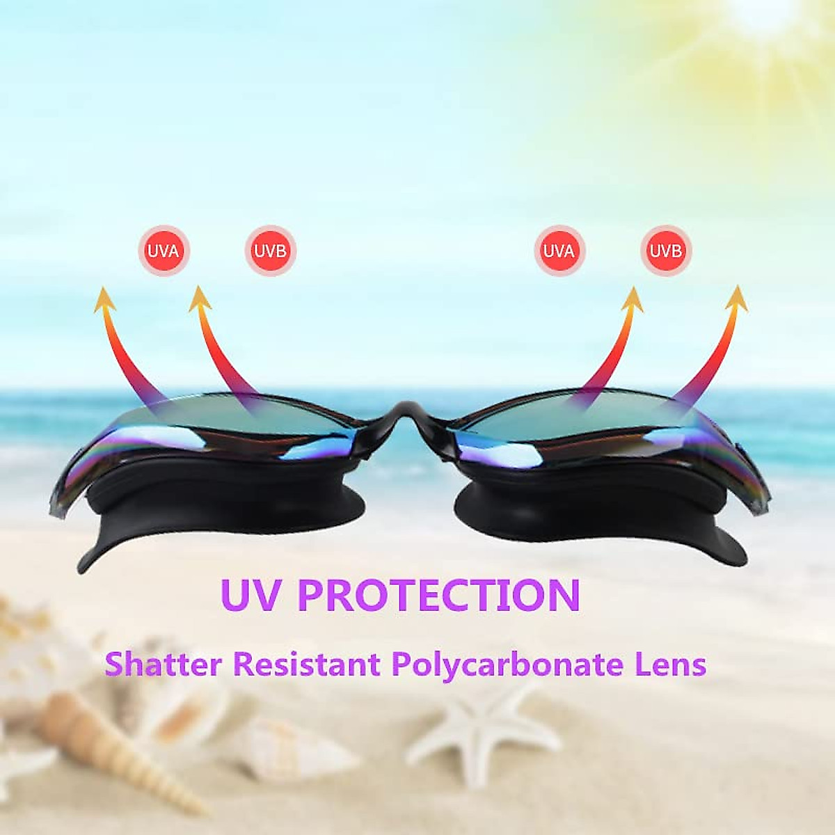 Zsling Swim Goggles, Swimming Goggles No Leaking Full Protection Adult Men Women Youth, Mirrored Anti Fog Goggles, Competitive Swim Goggles (Clear Black)