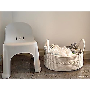 Extra Large Baby Diaper Caddy Organizer 16.5"X11"X6.5" Woven Cotton Rope Baby Shower Basket [8 Pockets+5 compartments]Nursery Storage Bin Portable Car Travel Tote Bag Newborn Registry Boy Girl