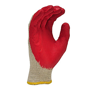 300 Pairs String Knit Red Palm Latex Dipped Work Gloves, Made in Korea