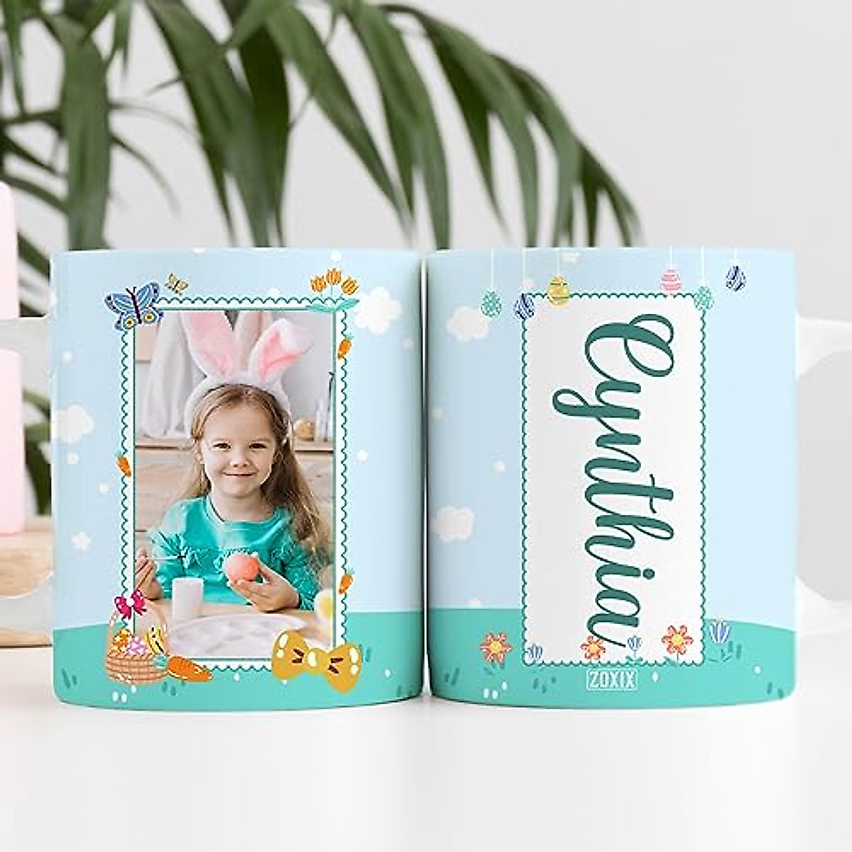 White Ceramic Coffee Mug Photo Mugs Personalized Picture Custom Name Birthday Easter Gifts For Women Friends Teen Girls Sisters Novelty Tea Cup Table Desk Accessories 11 And 15 Oz