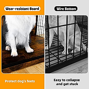 APPOLYN Dog Crate Furniture, Side End Table, Dog Crate Table with Two Doors, Wooden Indoor Dog Kennels Crates for Large Dogs Up to 65lb, 38.2"x25.6"x26.8", Vintage