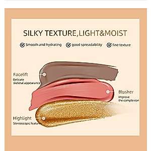 Yeweian 3PCS Liquid Contour Beauty Wand, Liquid Blush Highlighter Makeup Stick with Applicator, Cream Bronzer Stick Natural Matte Finish, Lightweight Blendable Cream Contour Highlighter Blush Wand