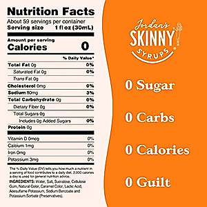Jordan's Skinny Syrups Sugar Free Salted Caramel Coffee Syrup, 1.75L - Gluten Free, Keto Friendly