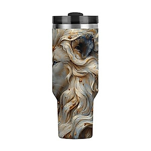 Selerdon 40 oz Tumbler Leo Zodiac with Handle and Straw Lid Vacuum Stainless Steel Insulated Water Bottle Travel Mug Car Cup Holder Friendly BPA Free for Gym Travel Office