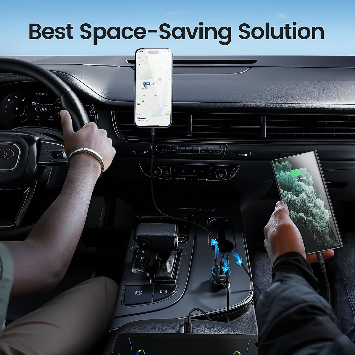 toocki 80W USB C Car Charger, 3-Port Cigarette Lighter USB Charger Adapter, QC&PD Type C Car Charger Adapter Fast Charging for iPhone 15/14/13/12 Pro Max Samsung Galaxy S23/22/21 Pixel iPad Pro