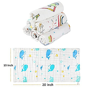 JULBEAR 6 Pack Burp Cloths for Baby, Toddler Burp Cloths Large 20 ×10 Inches Organic Cotton Muslin Burp Cloths for Boys & Girls, Newborn Towel Absorbent Burping Rag