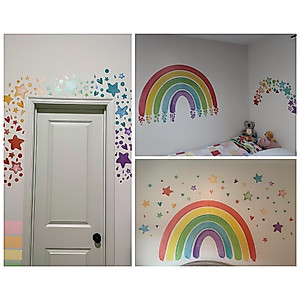 PapaKit Large Rainbow Wall Decal Vinyl Stickers | Nursery Baby Child Kid Teen Bedroom Living Room Office Decor | Creative Art Design Pattern | Safe Removable Adhesive