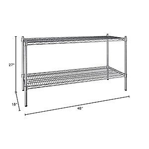 Pro&Family 18" x 48" NSF Chrome 2-Shelf Kit with 27" Posts. Perfect for Home, Garage, Commercial Hospital, Nursing and Care Homes, Children's Shelters, Metal Bookshelv.