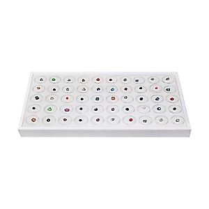 Ikee Design 50 White Foam Gem and Bead Storage Jars Showcase Stackable Display Tray Storage Box for Collectibles, Home Organization, 14.75 W x 8.25 D x 1 H in