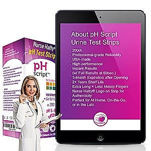 Nurse Hatty® - 200ct. pH Strips w Free App - Made-in-The-USA (Economy Size - Single PAD) - pH Test Strips for Alkaline & Acid Levels for Home & Lab Use + 300+ Pages of Edu Pack - pH Scale of Urine