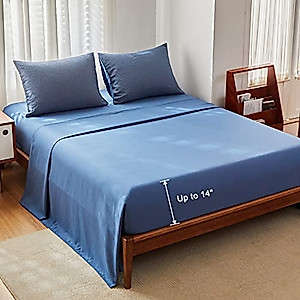 WARMDERN Blue Comforter Set Queen Size Waffle Weave Lightweight Bedding Comforter Sets Soft Microfiber Down Alternative Comforter 7 Pieces Bed in A Bag All Season(Blue, Queen)