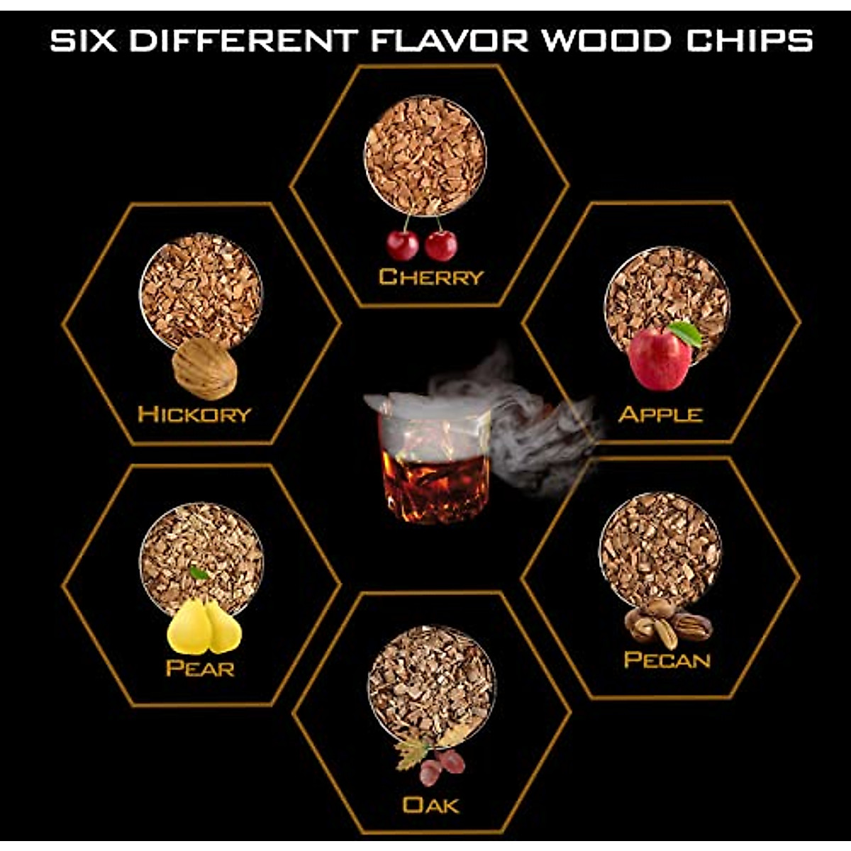 Bell Bind Whiskey smoker kit with torch Old fashioned Bourbon Whiskey Scotch smoker Infuser kit Drink Smoker Set 6 flavors wood chips premium gift box (No Butane)