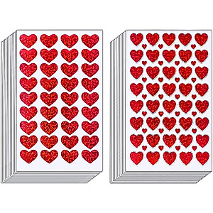 Ruisita 60 Sheets Glitter Heart Stickers Valentine's Day Love Decorative Sticker for Scrapbooking or Embellishment (Color 2)