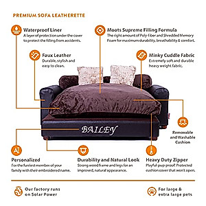 Moots Premium Leatherette Pets Sofa, Personalized, Espresso, X-Large