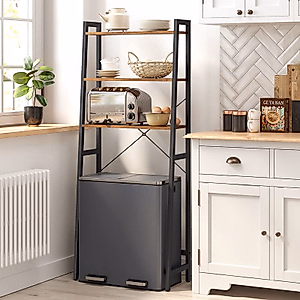 VASAGLE Over The Toilet Storage, 3-Tier Bathroom Storage Shelf, with Adjustable Bottom Stabilizer Bar, Space-Saving, Steel Frame, Industrial Style, Rustic Brown and Black UBTS005B01