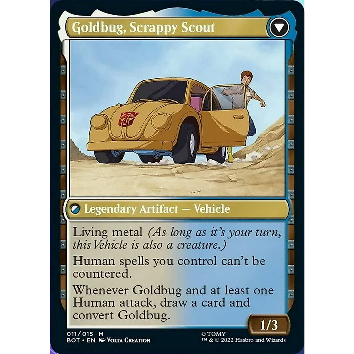 Magic: the Gathering - Goldbug, Humanity's Ally // Goldbug, Scrappy Scout (011) - Transformers