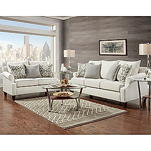 Pemberly Row 89" Upholstered Fabric Modern Sofa, Three Seater Cream Couch, Reversible Seat and Back Cushions, for Living Room, Bedroom, Office with Accent Pillows