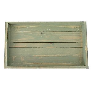 Wood Display/Serving Tray - 14" x 10" - Sage Green Wash Distressed - Decorative Distressed Vintage Wooden Rustic Ottoman Cottage Tray Serving Tray