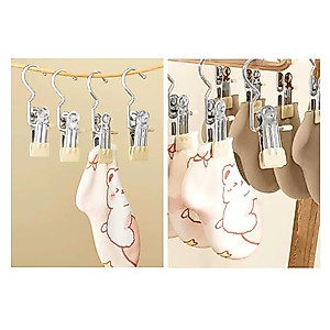 Woogim 15 Pcs Laundry Hanging Hooks Clips 110mm Length Multi-Functional Hooks for Home Travel Clothes & Socks Stainless Steel Upgrade Widen