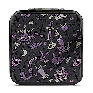 Sedoied Purple Black Goth Spooky Printed Game Card Case for Nintendo Switch Cartridge Holder Carrying Storage Box with 24 Memory Card Holder g-c-02358741a One Size