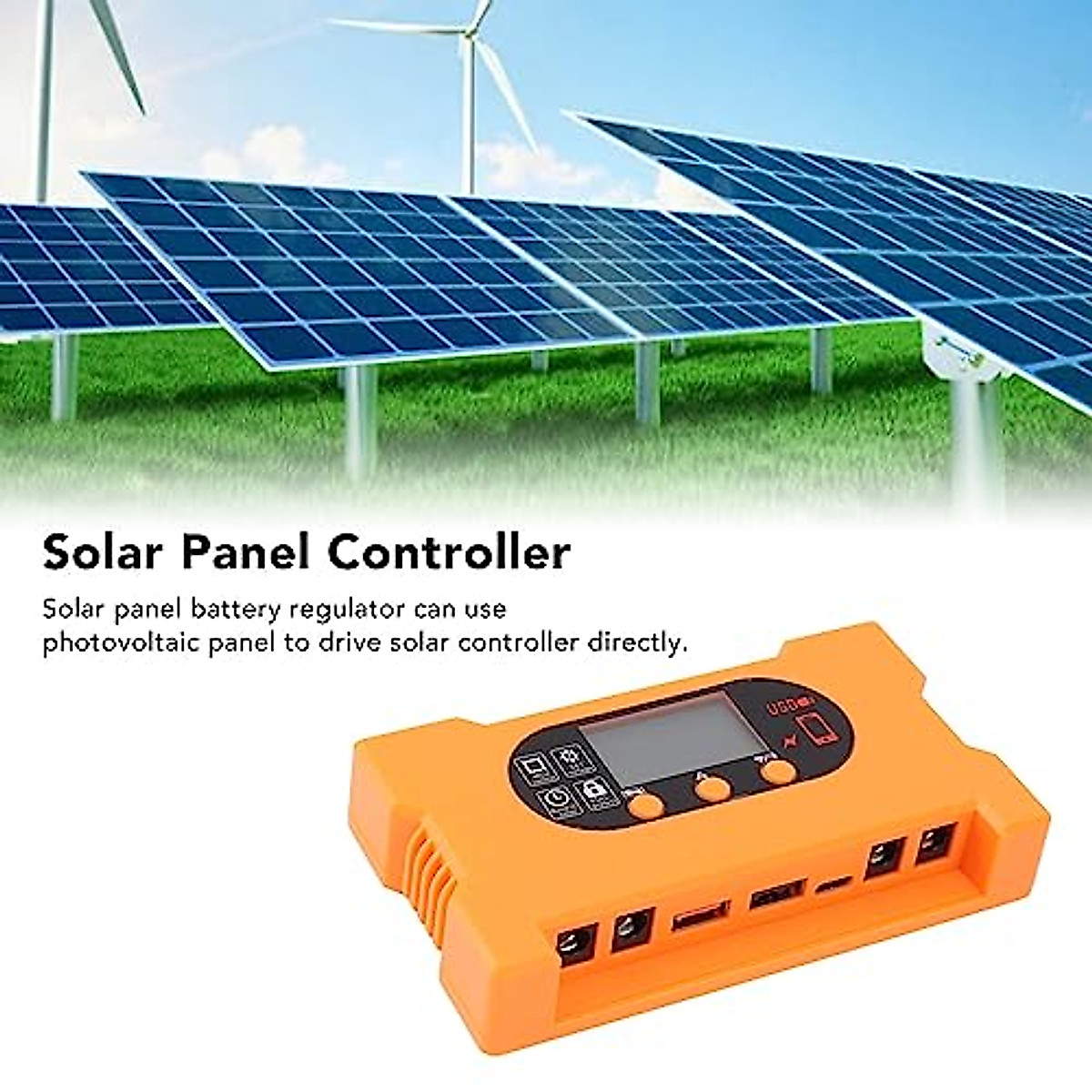 Solar Charge Controller Dual USB Type C Fast Charging Solar Panel Battery Regulator Dc5521 Interface 12v/24v Auto Adaptation (30A)