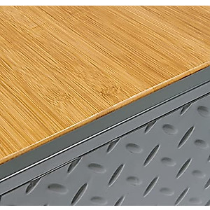 Badger Basket Metal and Bamboo Multi-Bin Charcoal/Natural Storage Cubby