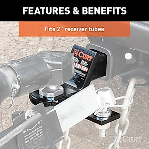 CURT 45820 Anti Sway Trailer Hitch Ball Mount, Fits 2-Inch Receiver, 7,500 lbs, 1-Inch and 5/8-Inch Holes, 2-In Drop