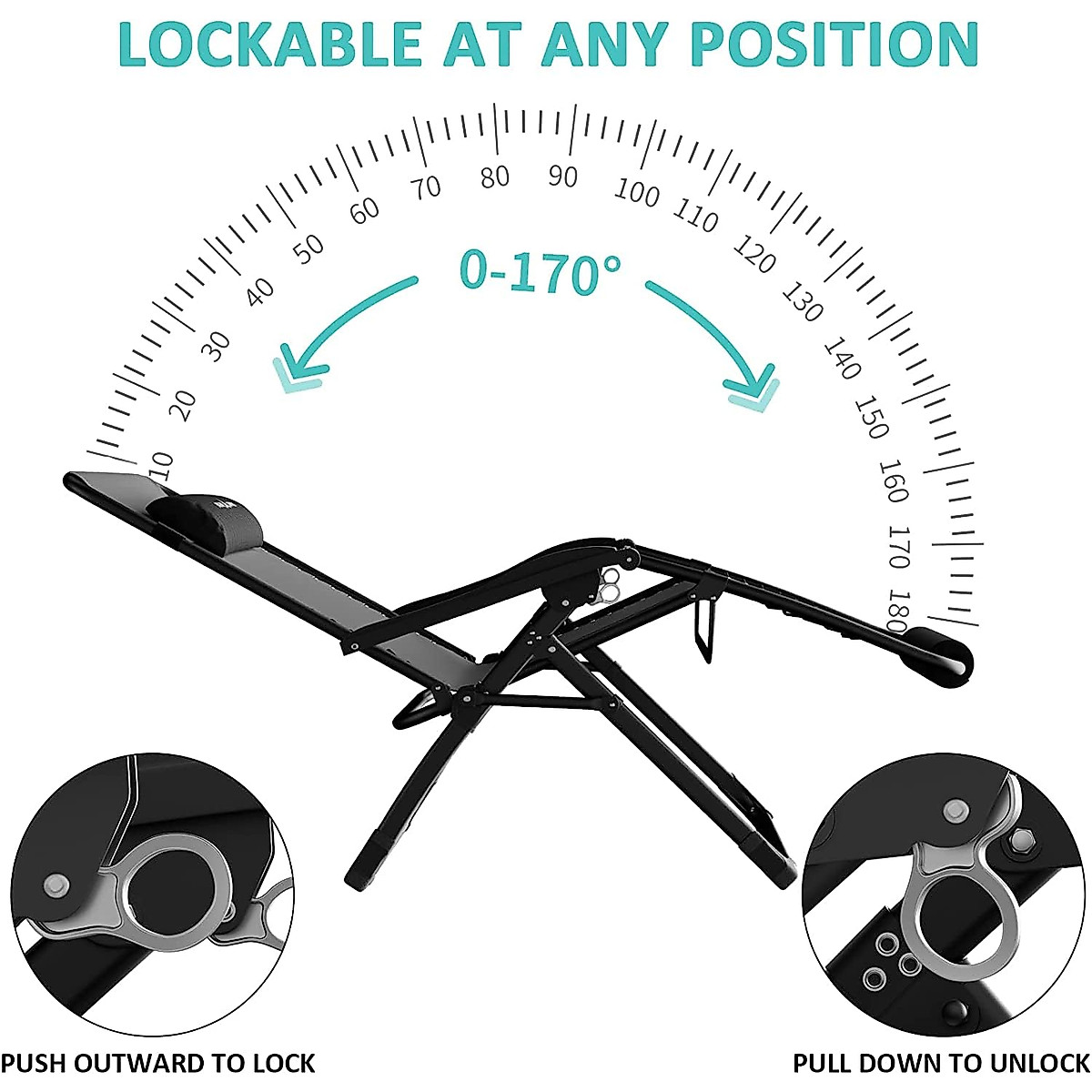 Amopatio Zero Gravity Chair with Removable Cushion & Tray, XL 29In Patio Folding Reclining Lounge Chair with Footrest & Headrest for Indoor and Outdoor, Support 500lbs, Navy