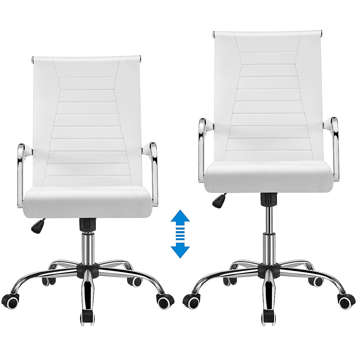 Yaheetech High-Back Office Desk Chair Executive Task Chair Management Chair PU Leather Chair Height Adjustable with Ergonomic Backrests for Conference and Home, White