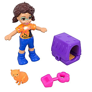 Polly Pocket Tiny Pocket Places Purrfect Playhouse Compact with 2 Reveals, Accessories, Micro Shani Doll, Captain Cobblywobbles Pet & Sticker Sheet
