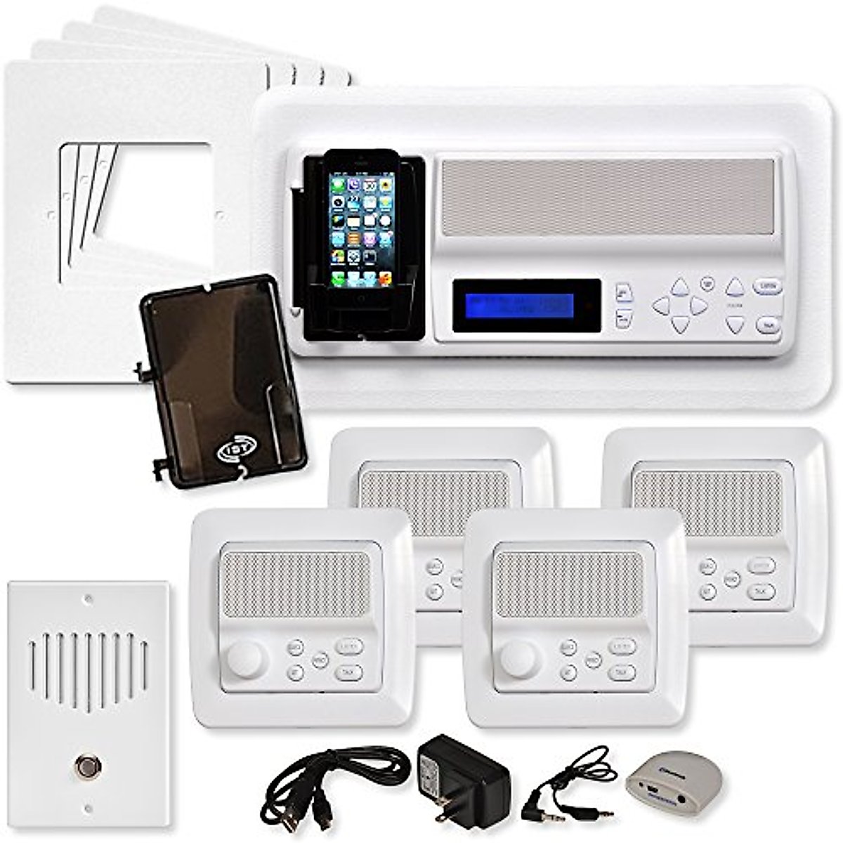 IST Retro Music & Intercom System Package, 4 Rooms (Vertical Frames), White (RETRO-MV4PAC)