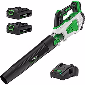 Leaf Blower Cordless Battery and Charger SOYUS 20V Blowers for Lawn Care 350CFM Leaf Blower Battery Operated for Leaf Blowing Debris Dust Cleaning Snow Blower 2PCS 2.0Ah Batteries Included