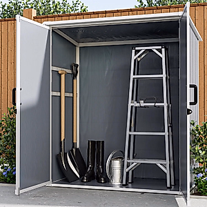 Senyuzhilan 5x3ft Resin Outdoor Storage Shed, Tool Shed Storage House with Lockable Doors for Patio Backyard Garden Lawn, Perfect to Store Patio Furniture, Grey