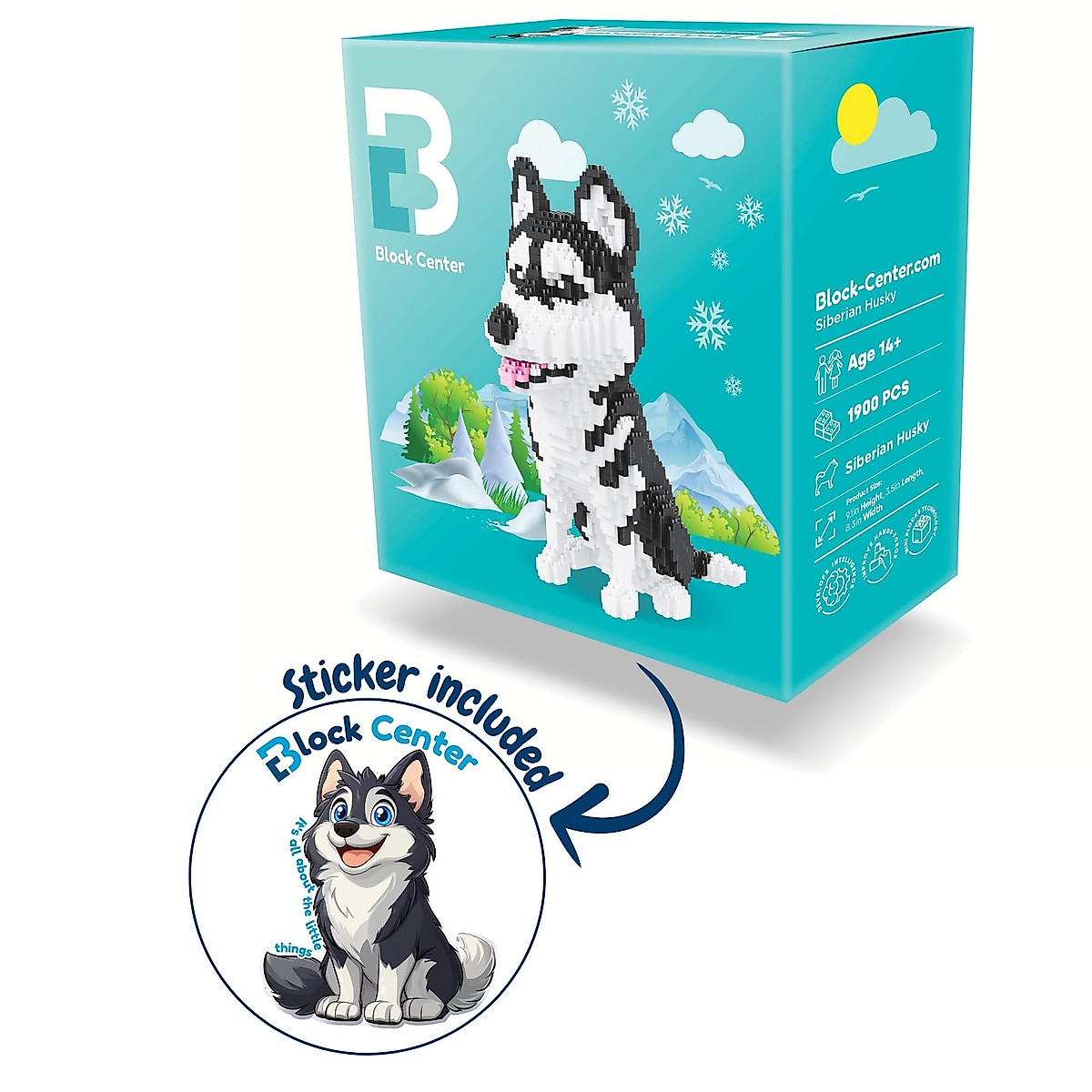 BLOCK CENTER Dachshund Dog 2024 Edition 3D Puzzle 2100 Pieces Building Blocks Set - Mini Block Gift Kit for Kids and Adults (Husky)