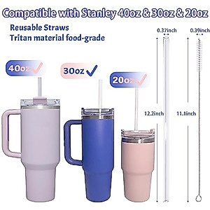 3PCS Silicone Straw Covers & Reusable Straws for Stanley Cup 30Oz 40Oz, Cute Mini Stanley Cup Straw Cover Cap for 10mm Straw with Cleaner Brush