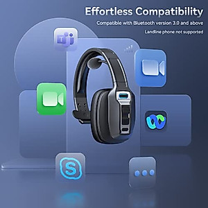 Dytole Trucker Bluetooth Headset, Bluetooth Headphones with Microphone AI Noise Cancelling with USB Dongle, 164ft Long Wireless Range & 60 Hrs Working Time, Wireless Headset for Computer with Mute