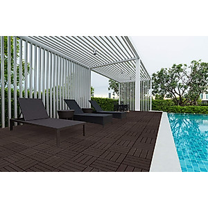 ASTEROUTDOOR Interlocking Deck Tiles Plastic Waterproof Outdoor Flooring 12" x 12" for Patio Garden Deck Poolside Indoor Outdoor, 27 pcs, Brown