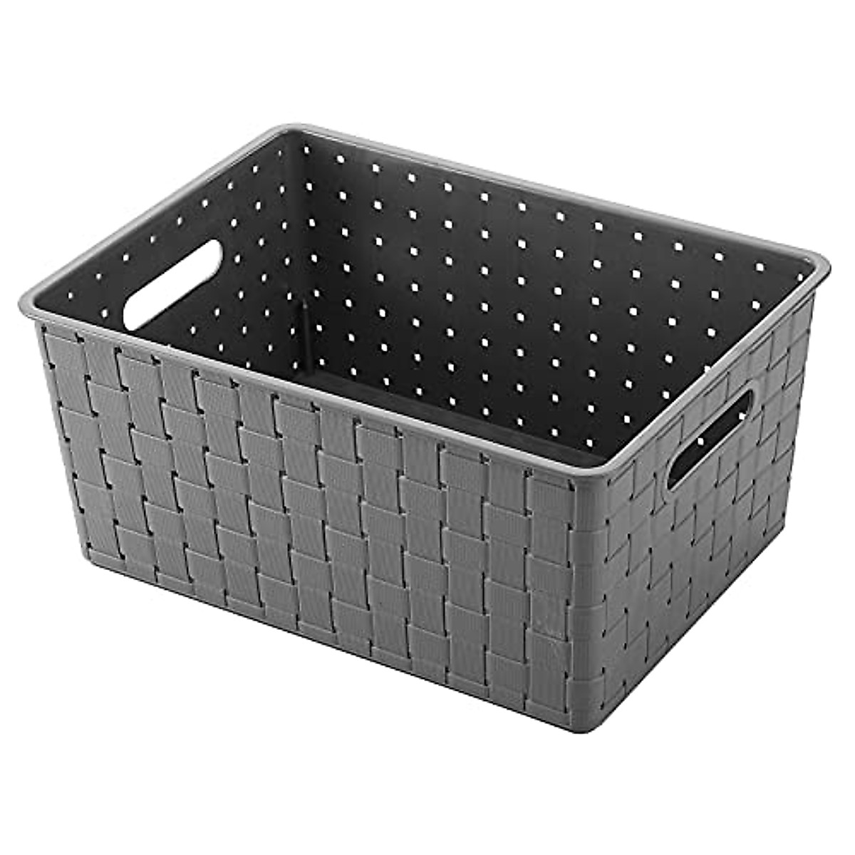 Bekith 9 Pack Woven Plastic Storage Basket, Organizing Pantry Storage Bins for Toys, Accessories, Bedroom, Classrooms, Office, School, 10" L x 7" W x 4.4" H, Grey