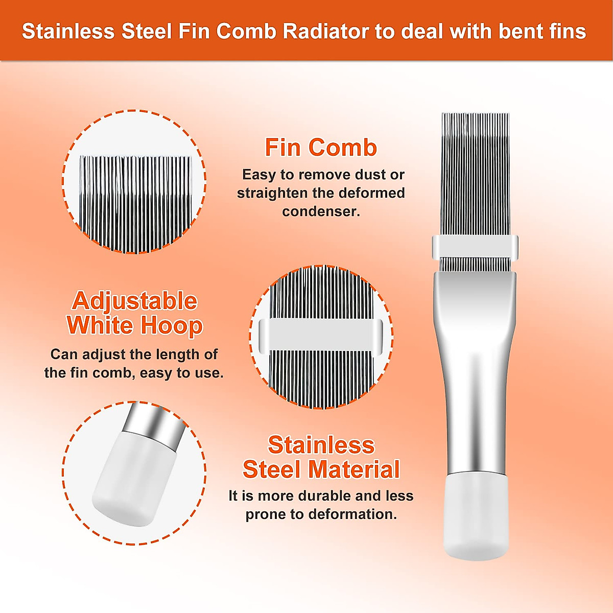 Cenipar 2PCS Air Conditioner Condenser Fin Comb Set Include FCR6 Fin Comb and Metal Radiator Fin Comb Compatible with Air Conditioner HVAC Fin Comb Straightener