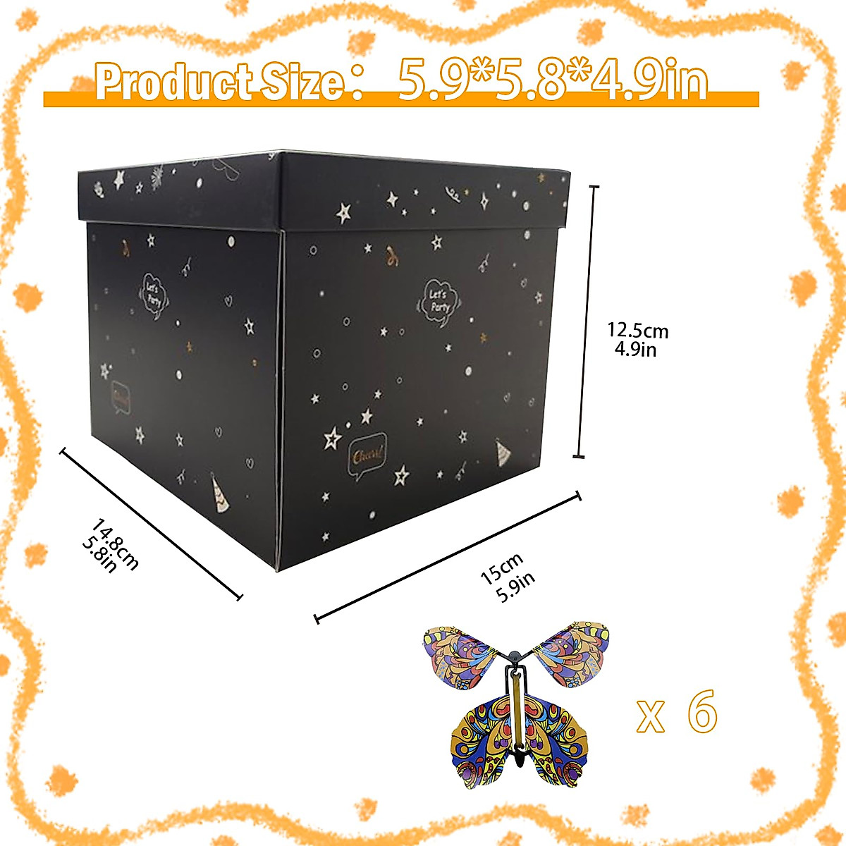 WUEURU Butterfly Explosion Gift Box, Flying Butterfly Surprise Box,Exploding Butterfly Birthday Box Surprise Cake Explosion Box, DIY Butterfly Pop Up Box for Christmas, Halloween, New Year, Birthday