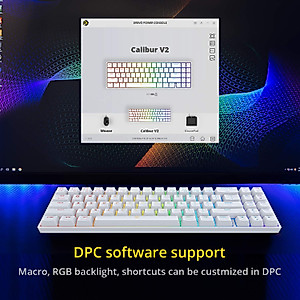 DREVO Calibur V2 TE RGB 60% Wired Mechanical Gaming Keyboard, 71-Key Small Compact, Work for PC/Mac, Detachable USB Type-C, Outemu Brown Switch,White
