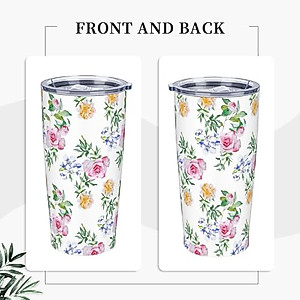 Yaxongx 20oz Tumbler Radiant Flower Double Wall Vacuum Insulated Coffee Mug with Lid and Metal Straw Brush Reusable Stainless Steel Water Bottle Travel Cup Gifts for Car Ice Drinks Hot Beverage