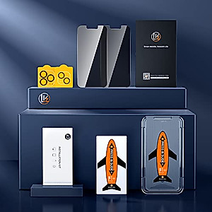 LK 2 Pack Privacy Screen Protector for iPhone 13 Pro Max/iPhone 14 Plus 6.7-inch, [Anti-Spy] 9H Tempered Glass Film, and 1 Pack Camera Lens Protector, Touch Sensitive, [Easy Frame Installation]