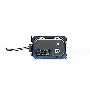 QUIQLITE TAQTracker, Slim Bluetooth Tracking Locator Wallet with Rechargeable LED Flashlight, Safety Strobe and Multi-Tool- Blue/Black