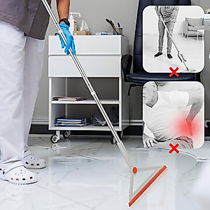 Magic Silicone Broom, Squeegee Broom for Floor, Rubber Broom with 51" Long Handle,Silicone Broom for Cleaning Floor Bathroom Kitchen Tile Marble Glass Windows,Water, Pet Hair（White）